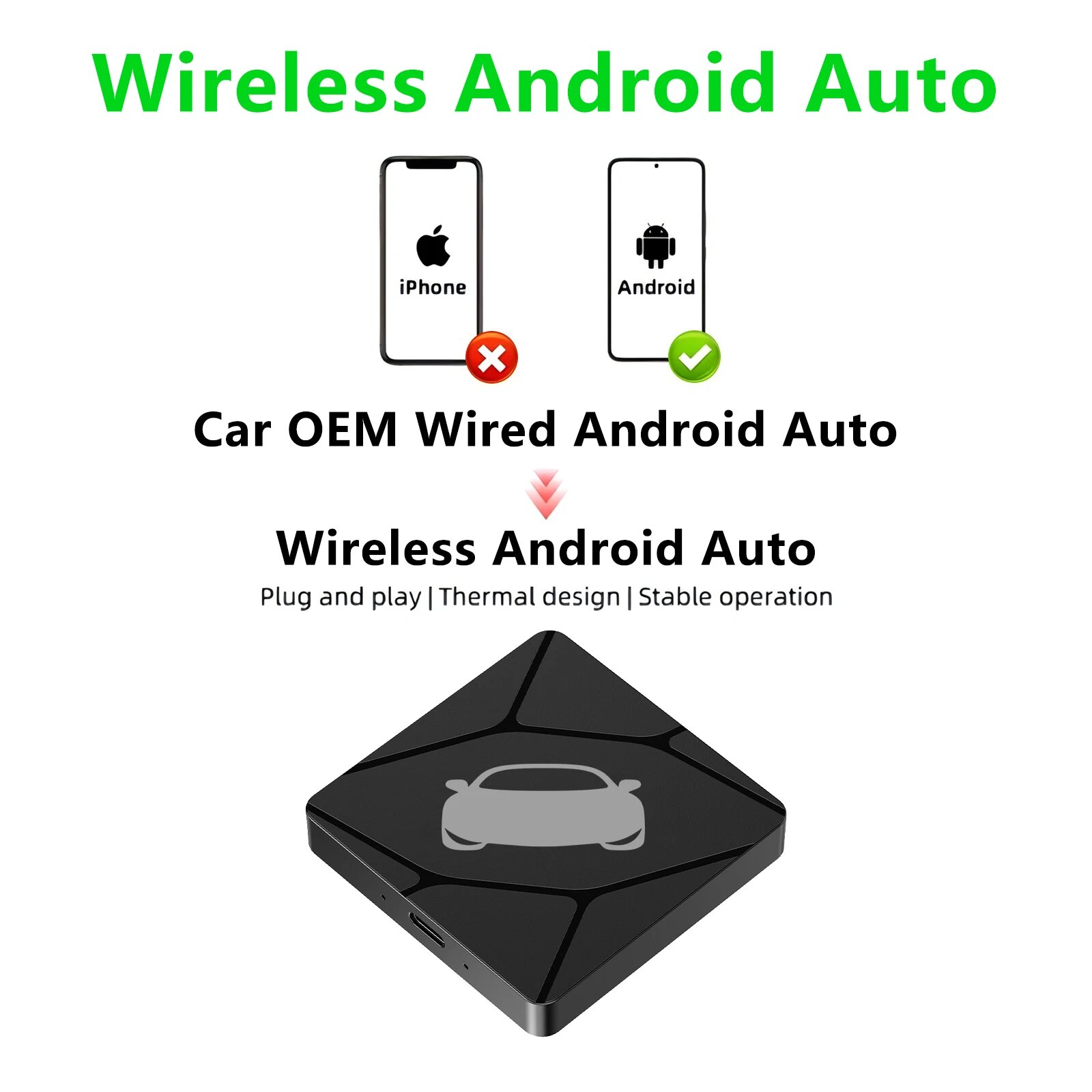 BINIZE беспроводной CarPlay и беспроводной Android-Авто адаптер 5,8 ГГц WiFi Bluetooth 5,0 подключи и работай для автомобилей с OEM проводными системами, Android Auto