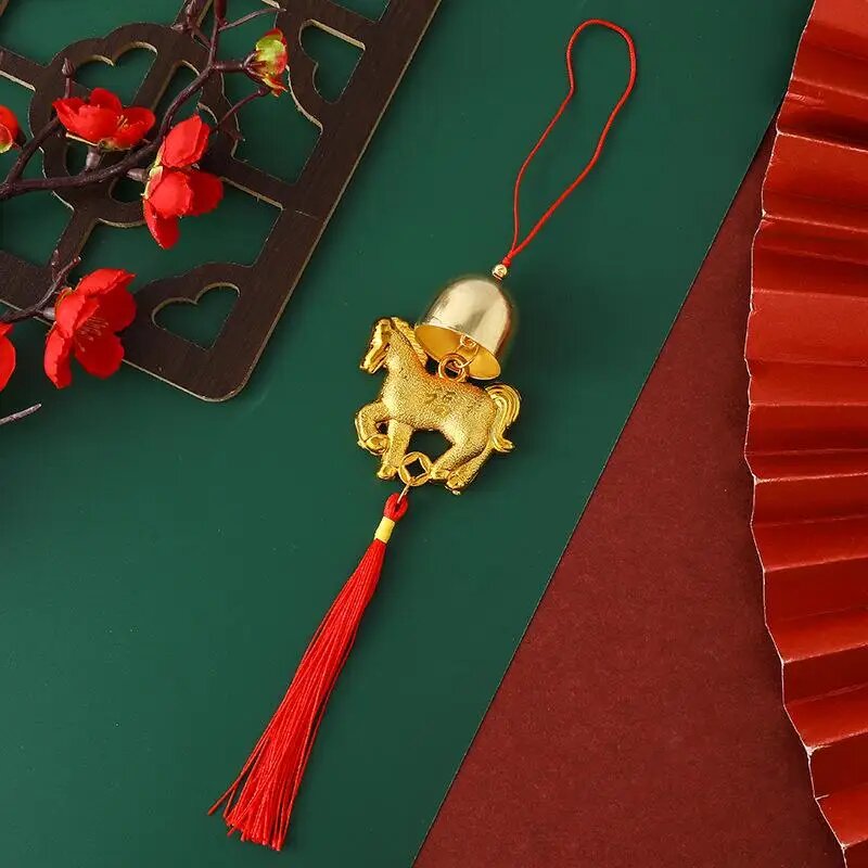 2026 год лошади, настенное украшение для автомобиля, китайский Новый год, красное золото, кулон, украшение на удачу, подарки на новоселье