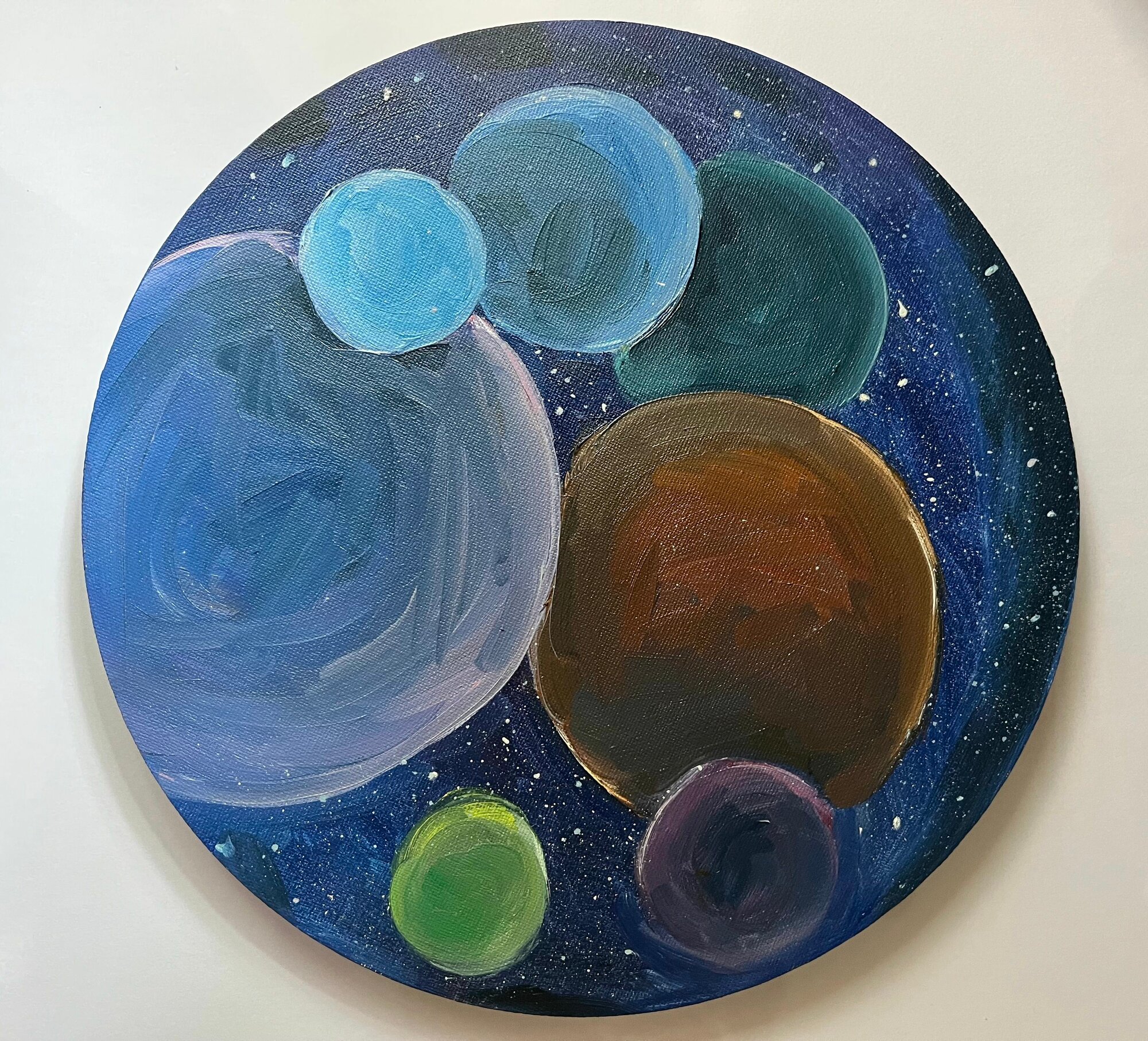 Картина маслом Космос Планеты Абстракция холст 30см ручная работа