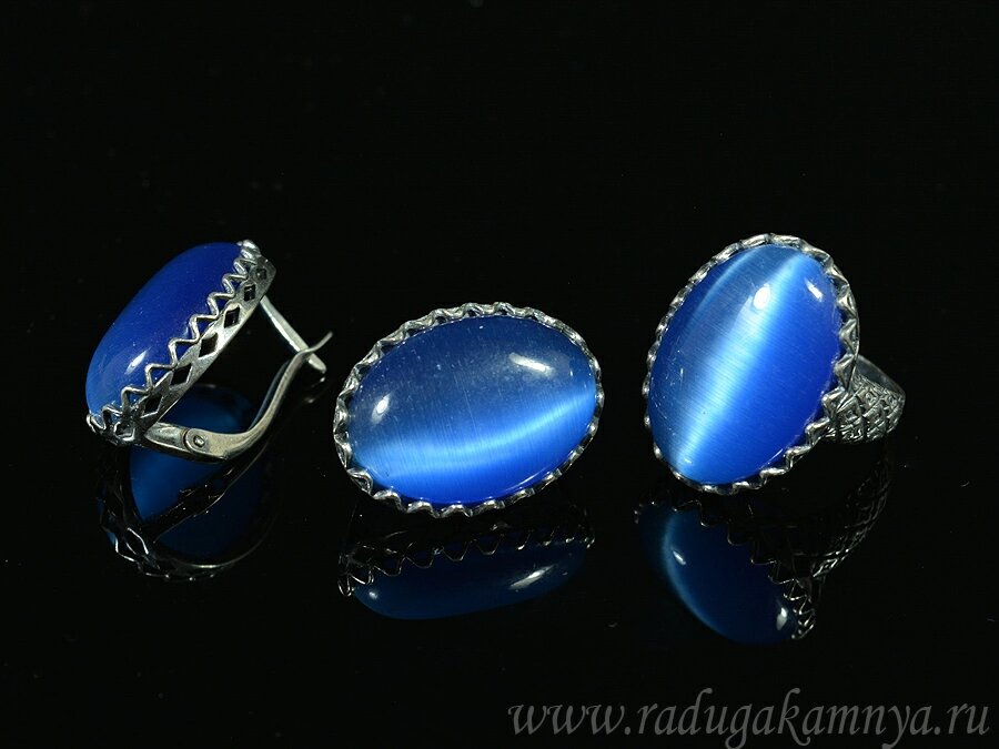 Комплект бижутерии: кольцо, кошачий глаз