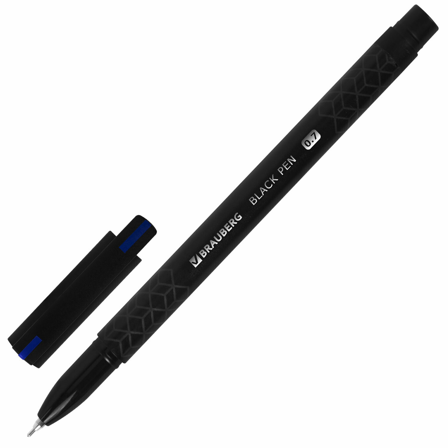 Ручка шариковая масляная BRAUBERG "BLACK PEN", синяя, игольчатый узел 0,7 мм, линия письма 0,35 мм, 144325 (цена только за 1 шт.)