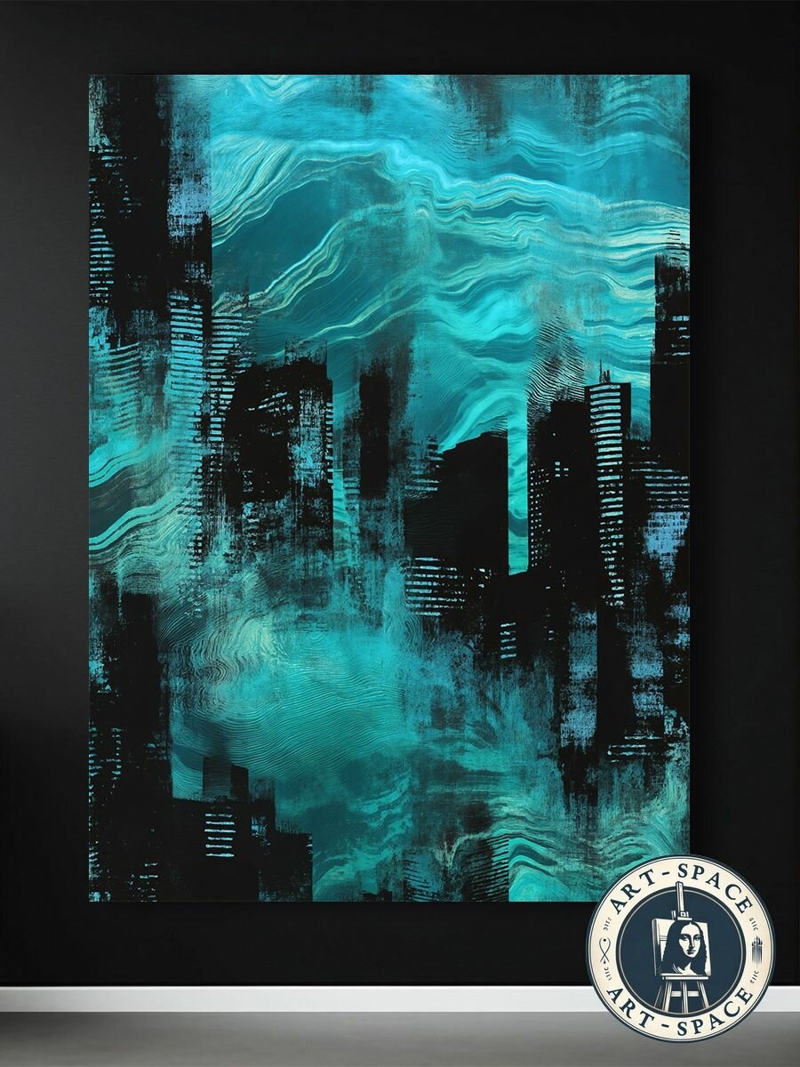 Картина на стену для интерьера вертикальная - "Город / Пейзаж / Небоскребы" , 20х30 см.