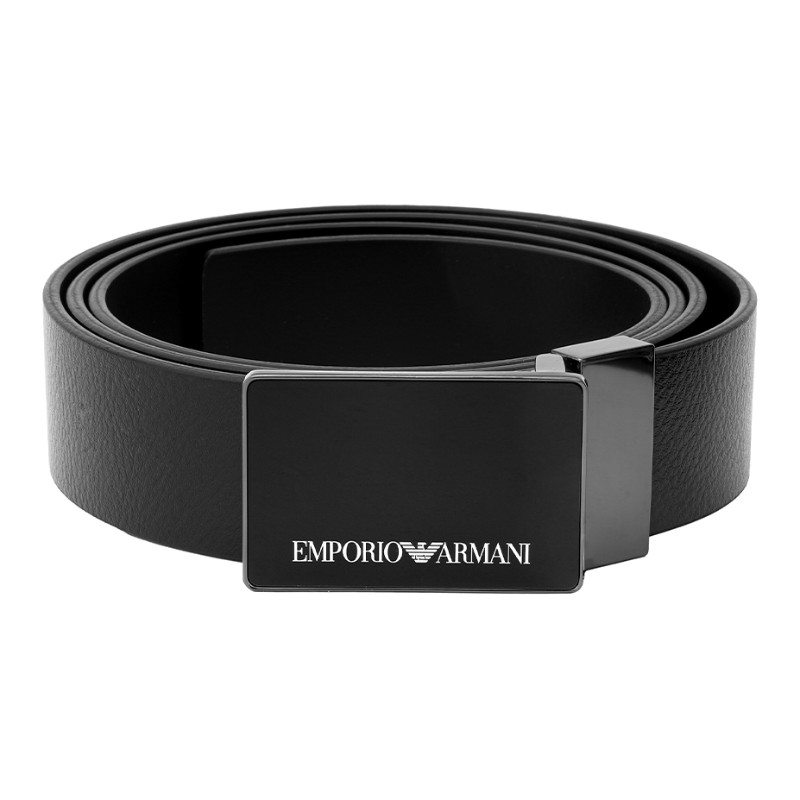 EMPORIO ARMANI Split Cow Leather Belts Men's Black Width 3.5cm OneSize