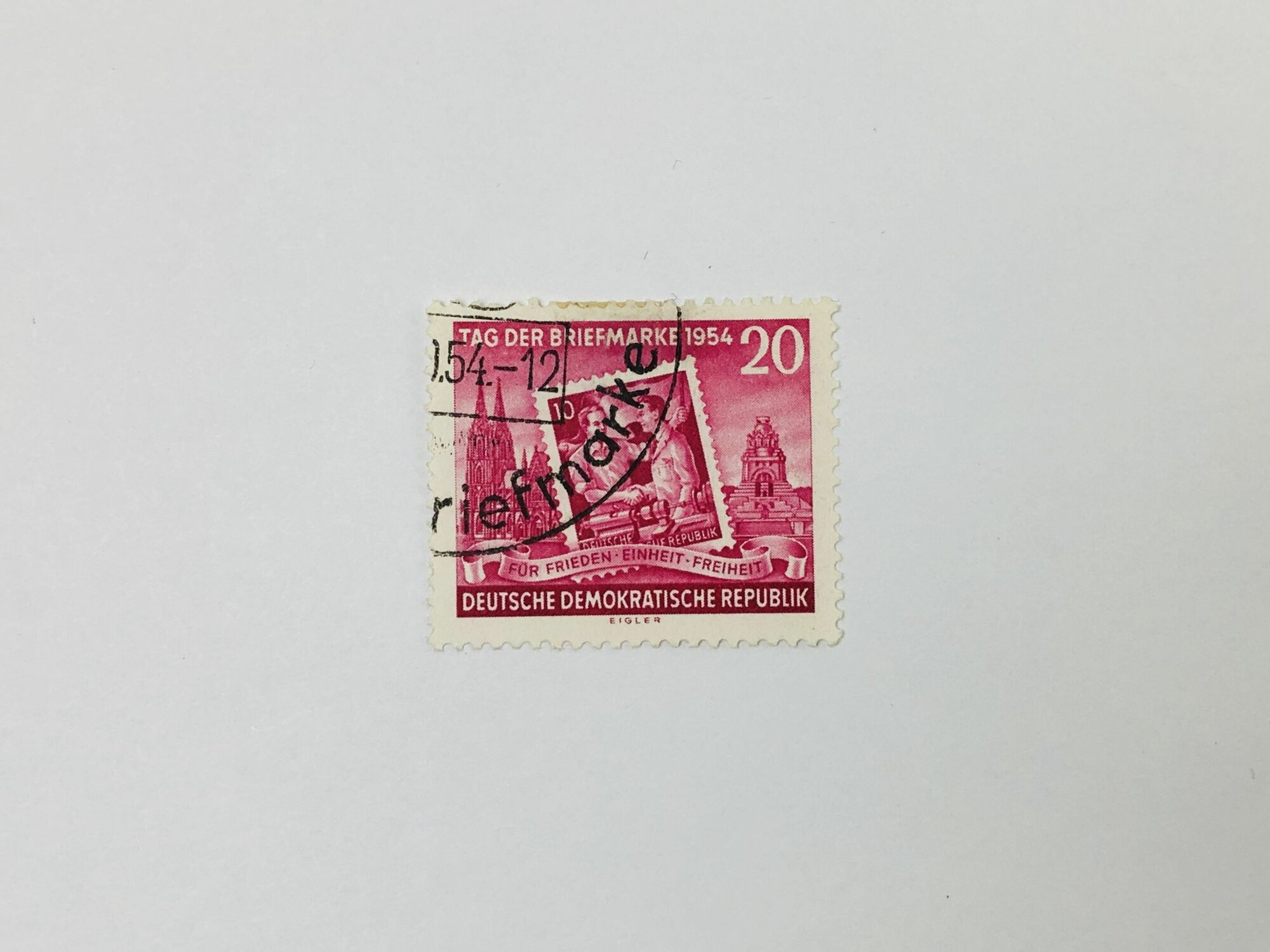 Почтовые марки День печати. Почта. Германия (ГДР). 1954. Михель: DD 445A. Гашен