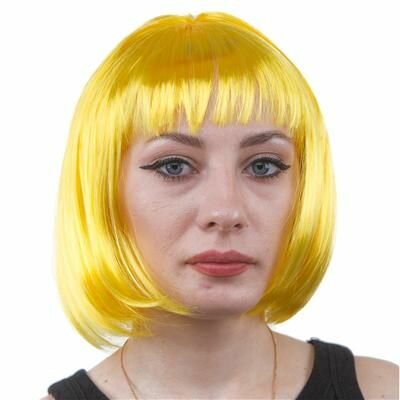 Карнавальный парик весёлая затея Парик Каре, ярко-желтый, 30 см