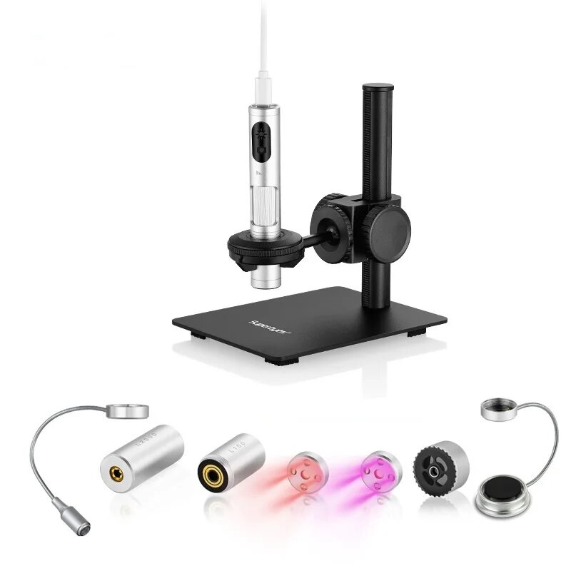 Supereyes B011 5 МП Дополнительный объектив с длительным фокусом 2000X Портативный USB промышленный видеоцифровой микроскоп с УФ-ИК-подсветкой
