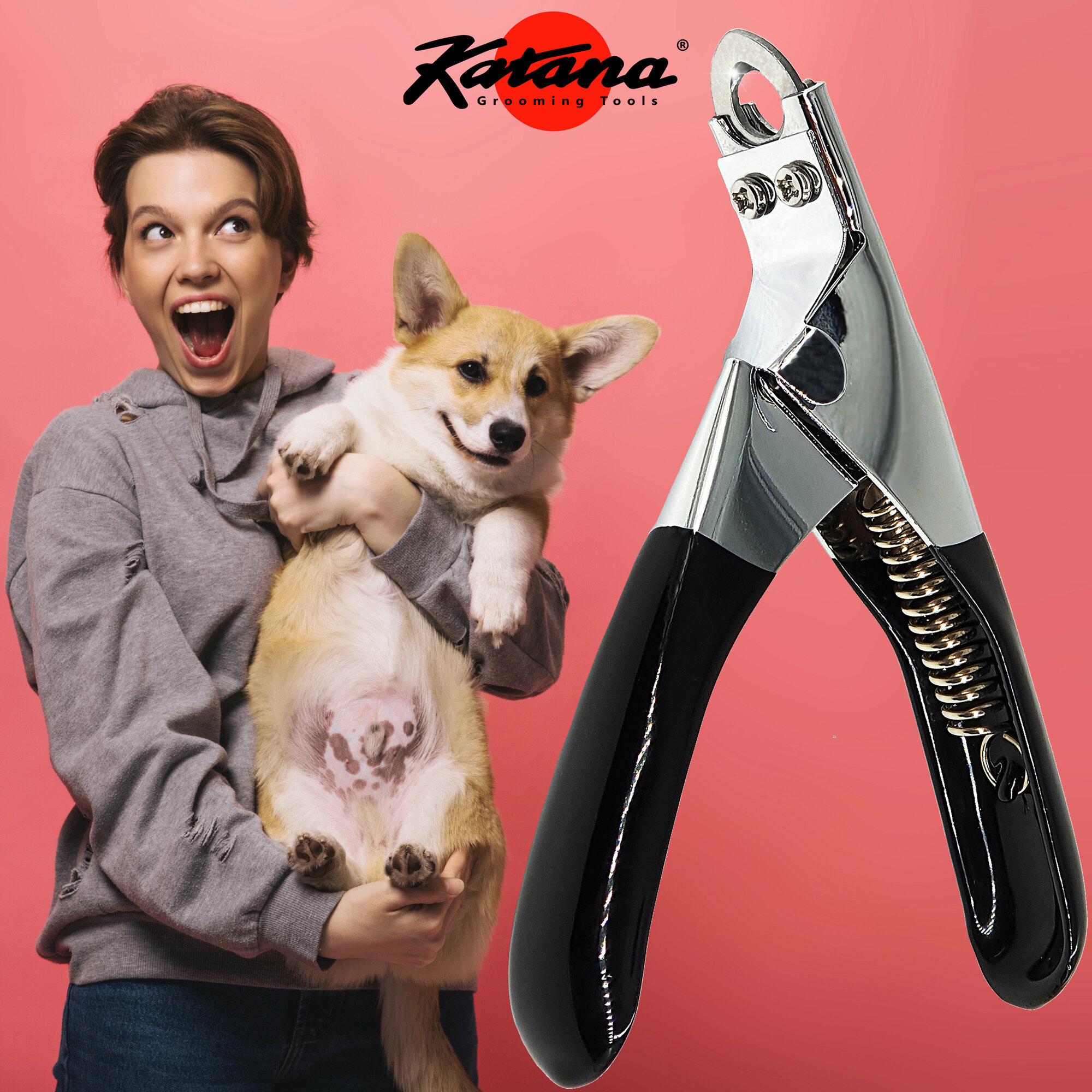 Когтерезка KATANA для собак всех пород и размеров. Безопасная гильотина (кусачки) для когтей щенков и взрослых мелких, средних и крупных собак.