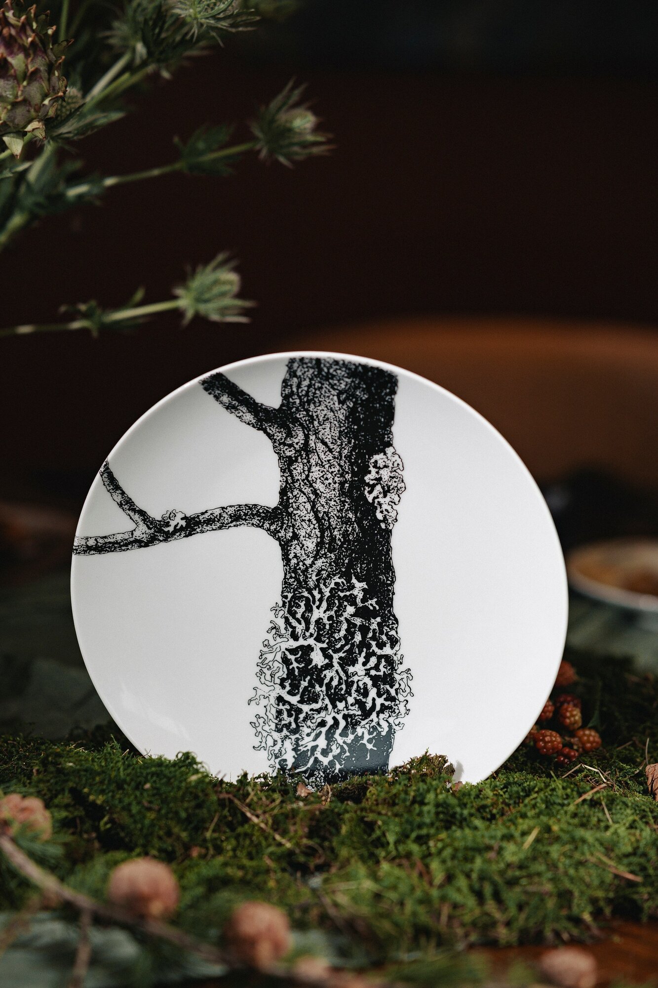 Тарелка антихрупкость "Древо", диаметр 24 см, фарфор, ручная работа