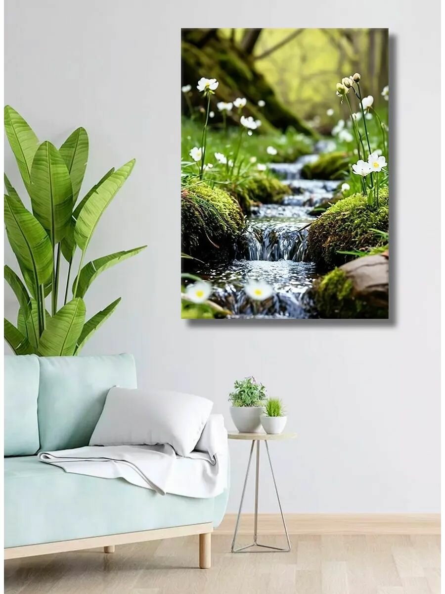 Картина "Водопад в зелени", на стену 50х70см 1шт.