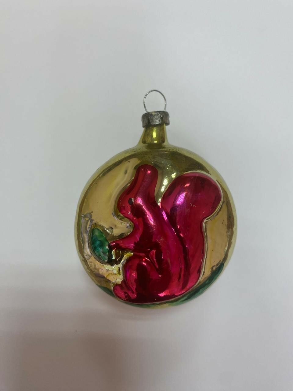 Елочная игрушка СССР Медальон "Белка" двусторонний