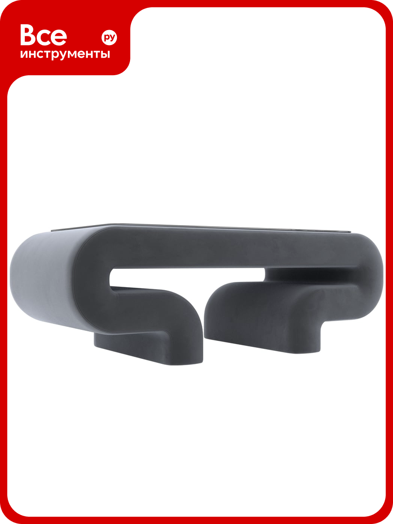 Стол Лига диванов Волна велюр серый, придиванный стол с глянцевой стеклянной столешницей и черными пластиковыми ножками