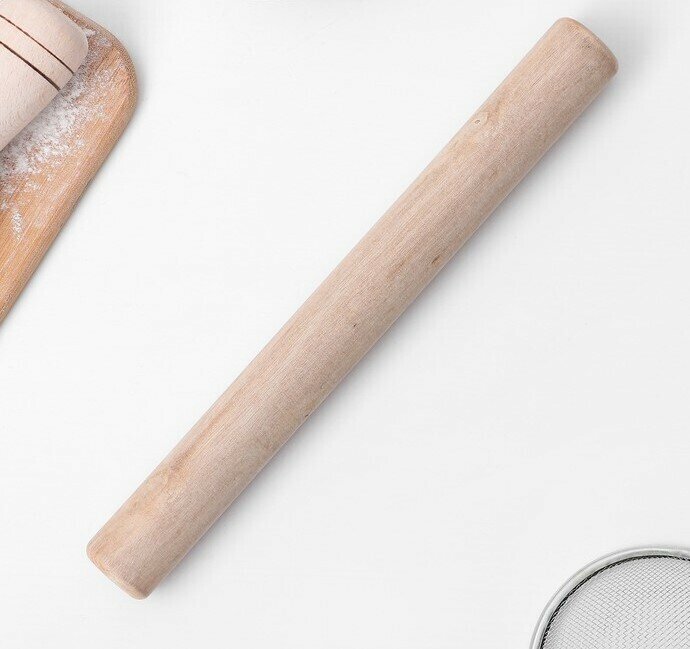 !09 Скалка для теста деревянная, 24 см, прямая