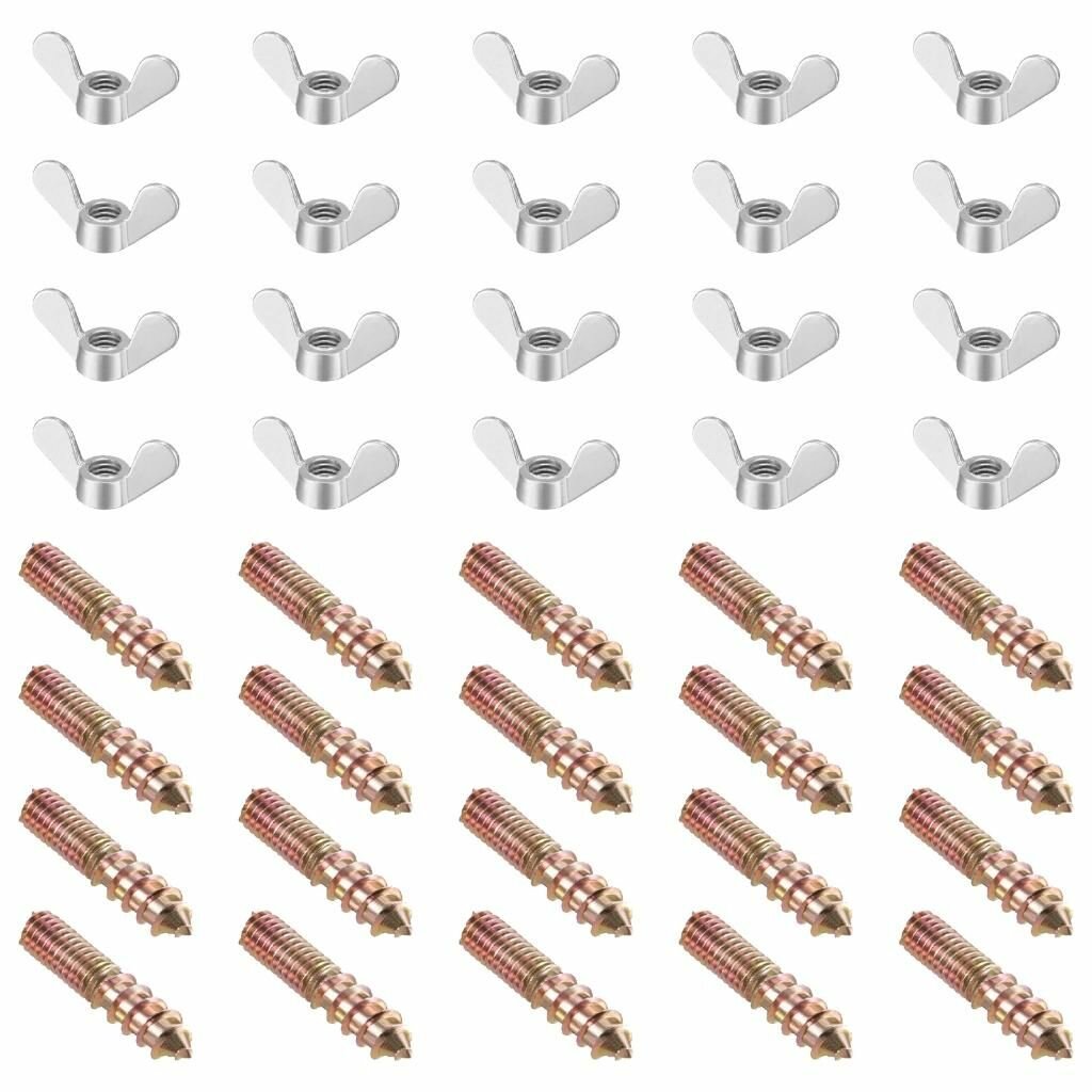 Двухсторонние винты с шестигранной головкой M6, Гайка-бабочка, Сталь, 40 шт.