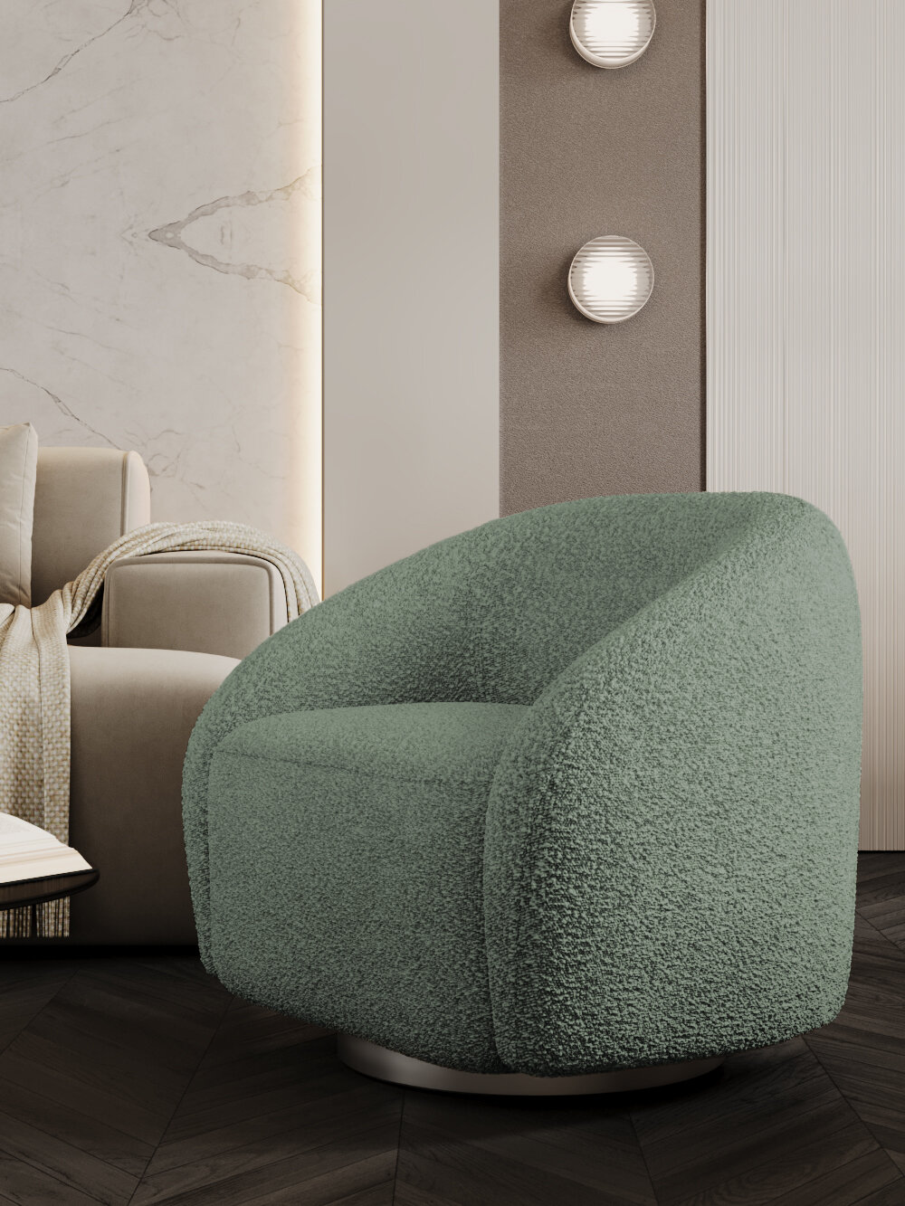 Кресло крутящееся ZAFFIRO премиум дизайн, букле