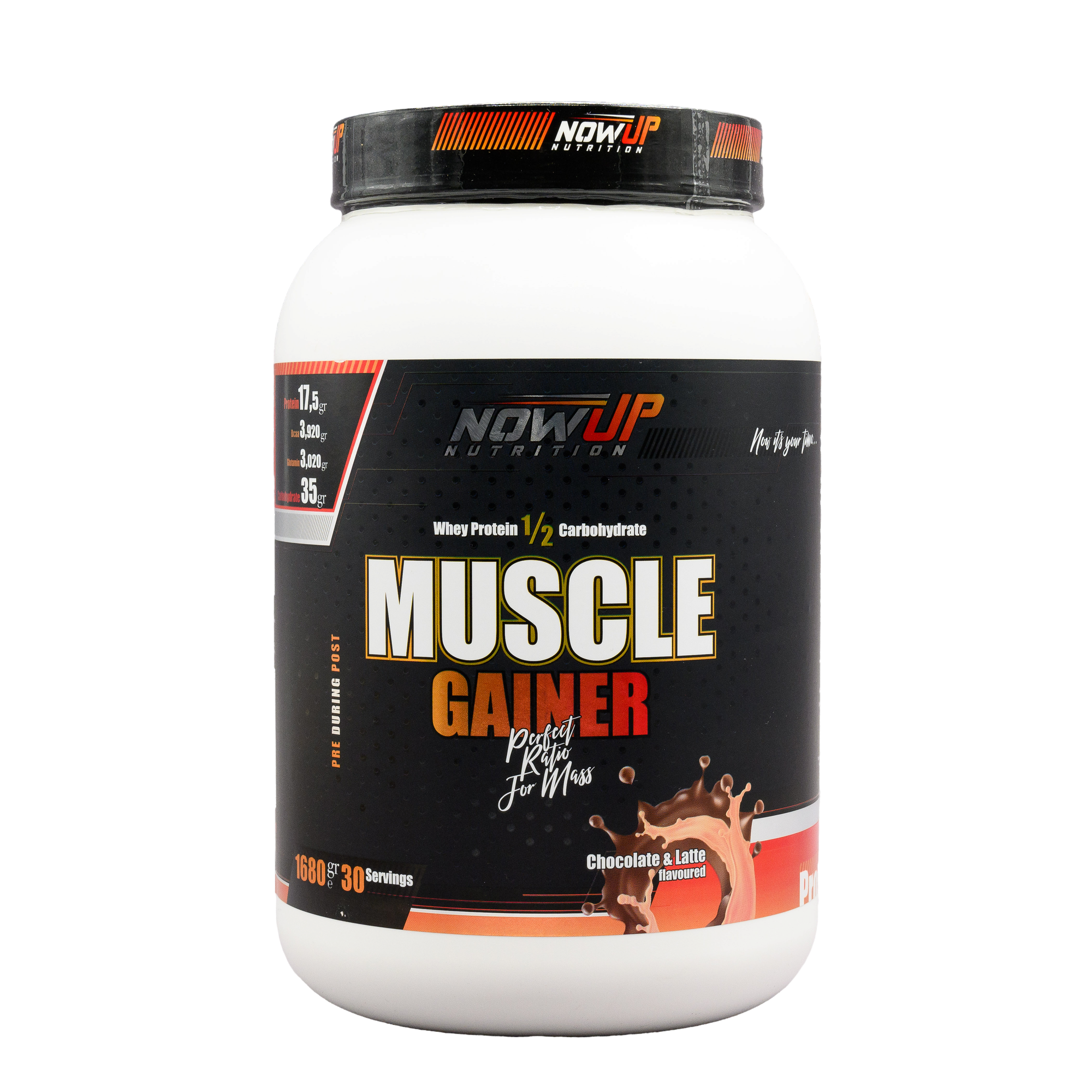 NOWUP MUSCLE GAINER 1680 гр Шоколадный латте. Высокобелковый гейнер для набора массы