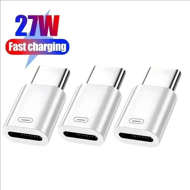 Адаптер для быстрой зарядки IOS-USB C, адаптер Lightnning-Type C, преобразователь передачи данных USB C для IPhone 17 16, Samsung Google, 3Pcs 27W