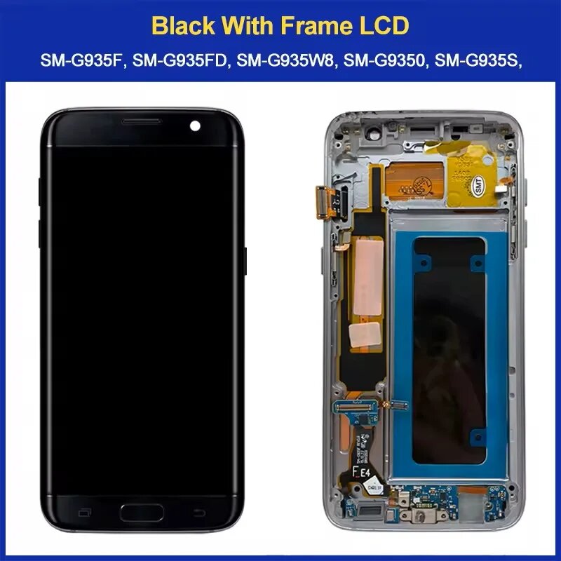 100% протестированный Super Amoled ЖК-дисплей для Samsung Galaxy S7 Edge LCD G935 Black with Frame