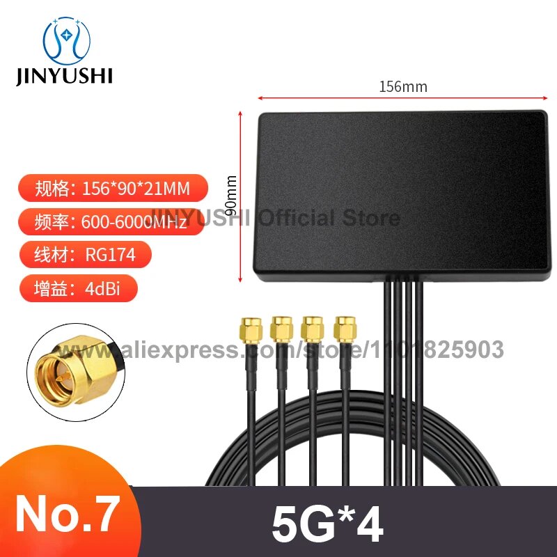 Комбинированная антенна 4G LTE 5G WiFi GPS 2.4 ГГц наружная водонепроницаемая SMA Fakra + No.7-5G