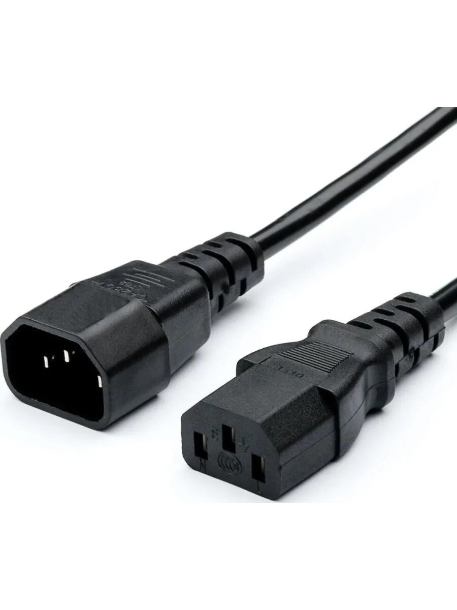 Кабель питания 00-00024537 C14 (m)-C13 (f) 0.75мм 1.8м Черн