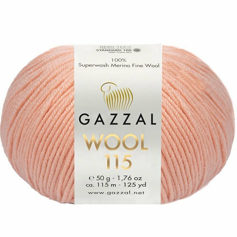 Пряжа Gazzal WOOL 115 3309 персик (5 мотков)