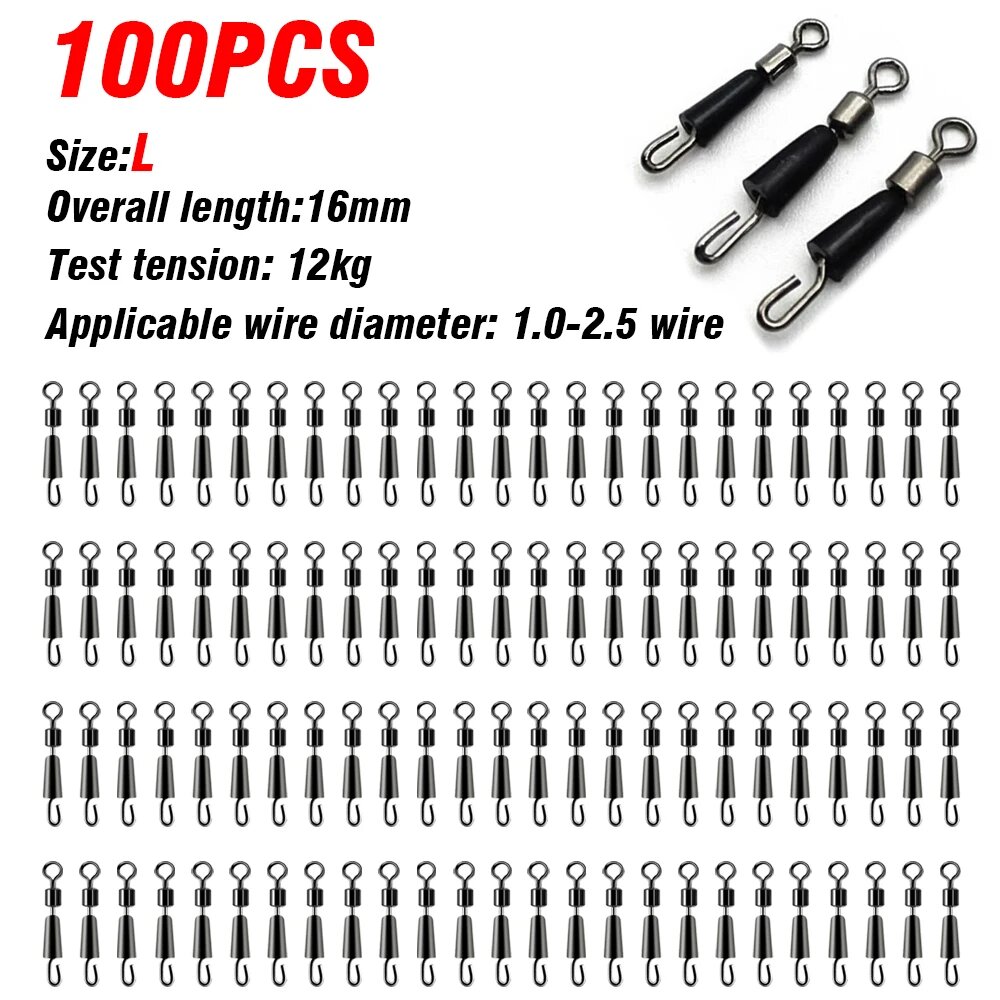 Вертлюги рыболовные GOBAIT 100шт, L, черные