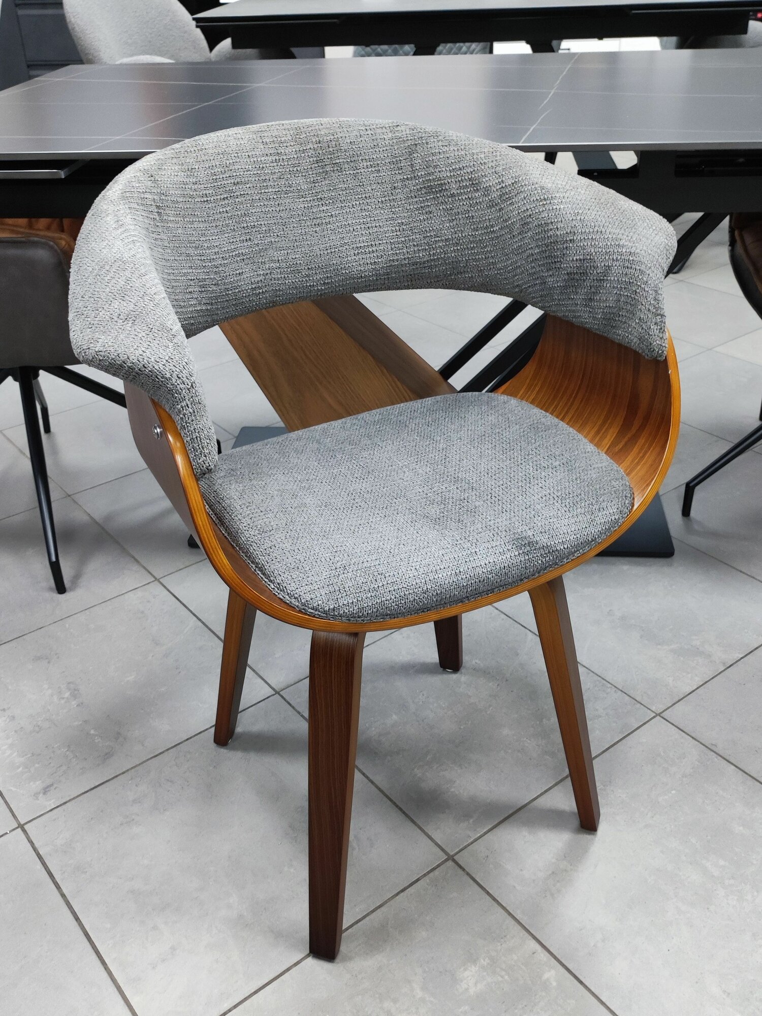 Стул из гнутой фанеры HALMAR K545 ткань ARAGON#97, Цвет: серый/орех