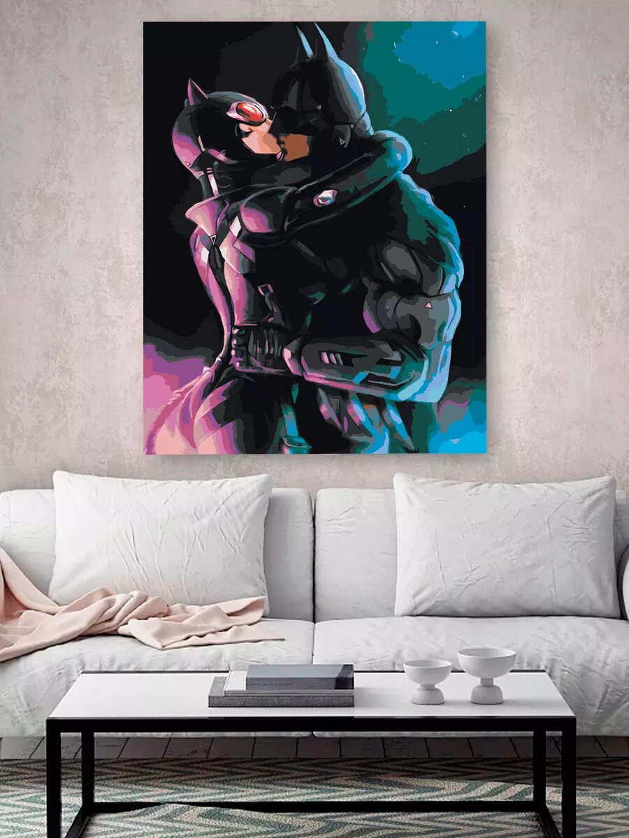 Картина по номерам Бэтмэн Супергерои Поцелуй