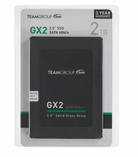 2000 ГБ 2.5" SATA накопитель Team_Group GX2 (T253X2002T0C101) - SATA, чтение - 550 Мбайт/сек, запись - 500 Мбайт/сек, 2D NAND, 3 бит TLC