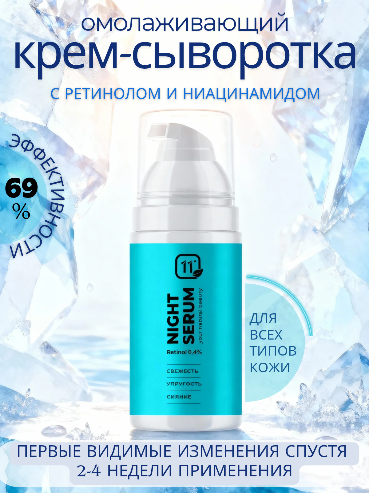 Антивозрастная крем-сыворотка для лица с ретинолом и ниацинамидом, против акне и морщин, выравнивание тона, увлажнение