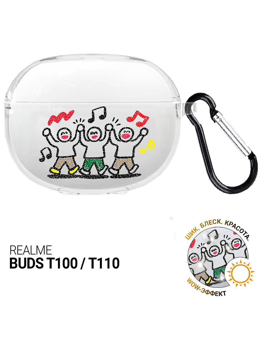 Чехол на Realme Buds T100 / T110 с принтом Ритм жизни, hst