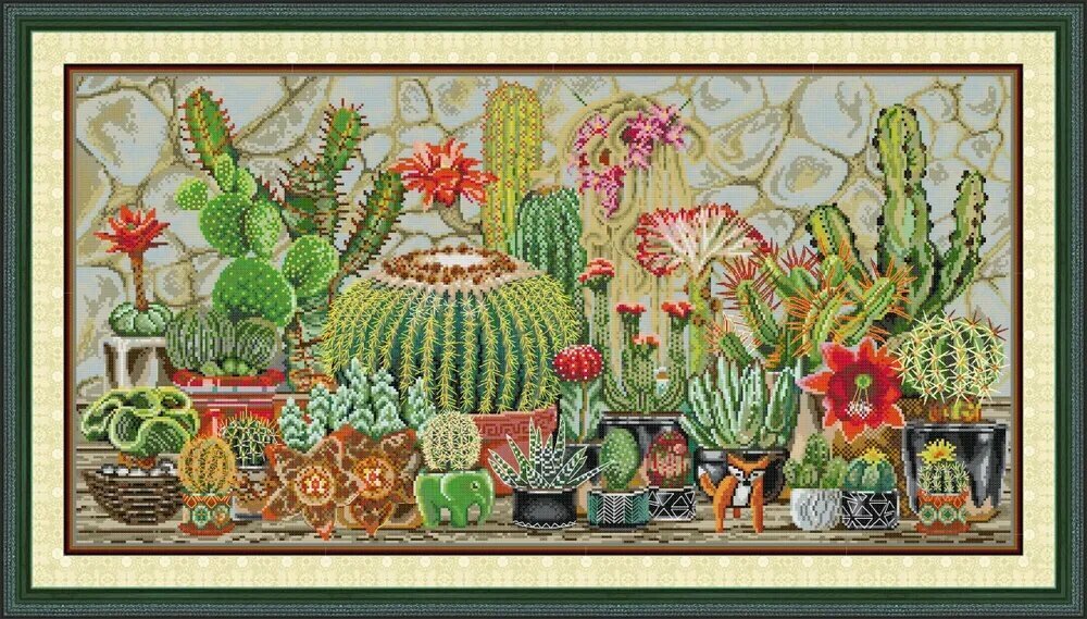 NKFвышивка крестом наборы, Схема на 14CT "кактусы",76*42CM