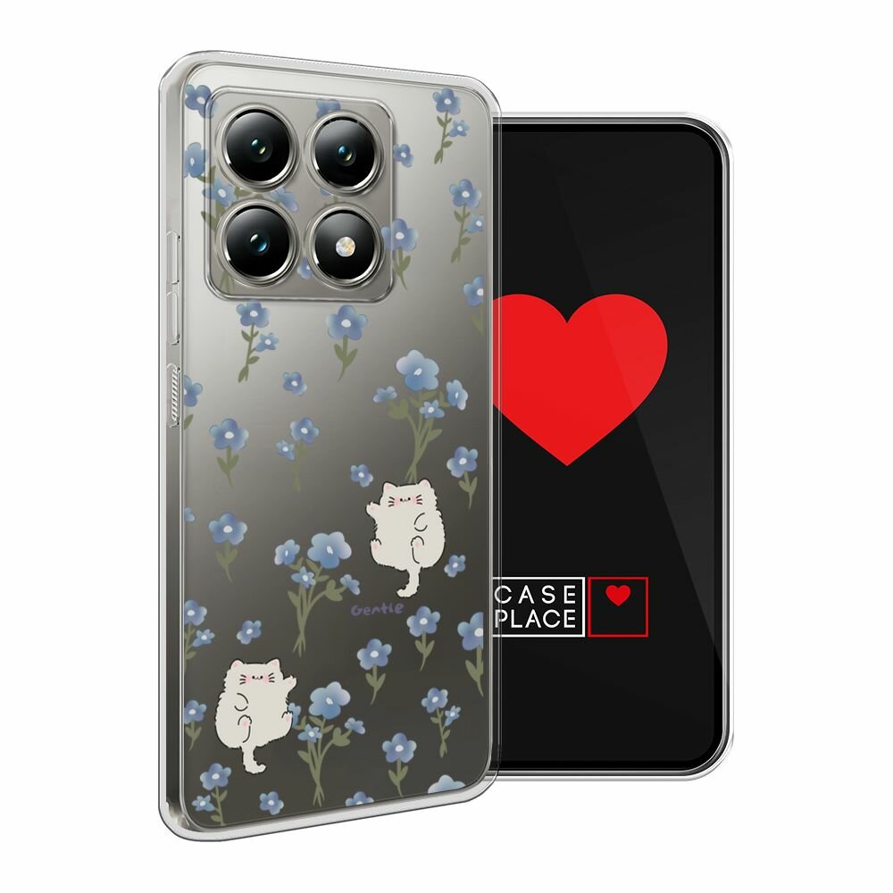 Чехол на Xiaomi 14T / Сяоми 14T с принтом "Gentle cats", прозрачный — фото 1
