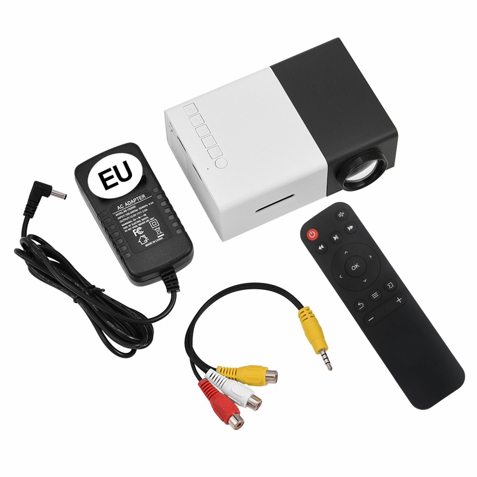 Мини LED проектор, домашний кинотеатр, мультимедиа, чёрный/белый