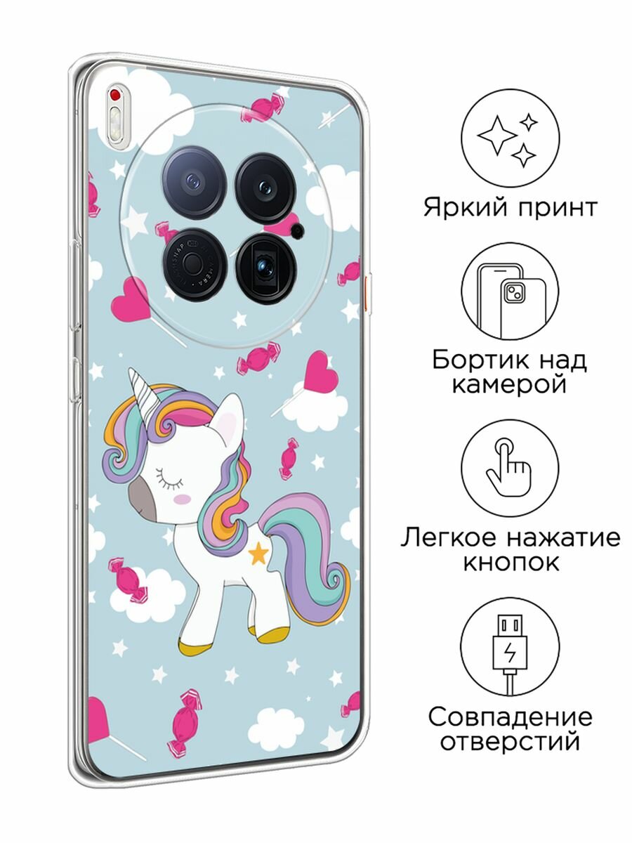 Чехол на Tecno Camon 40 Premier / Текно Камон 40 Премьер с принтом "Сладкий единорожек" — фото 1