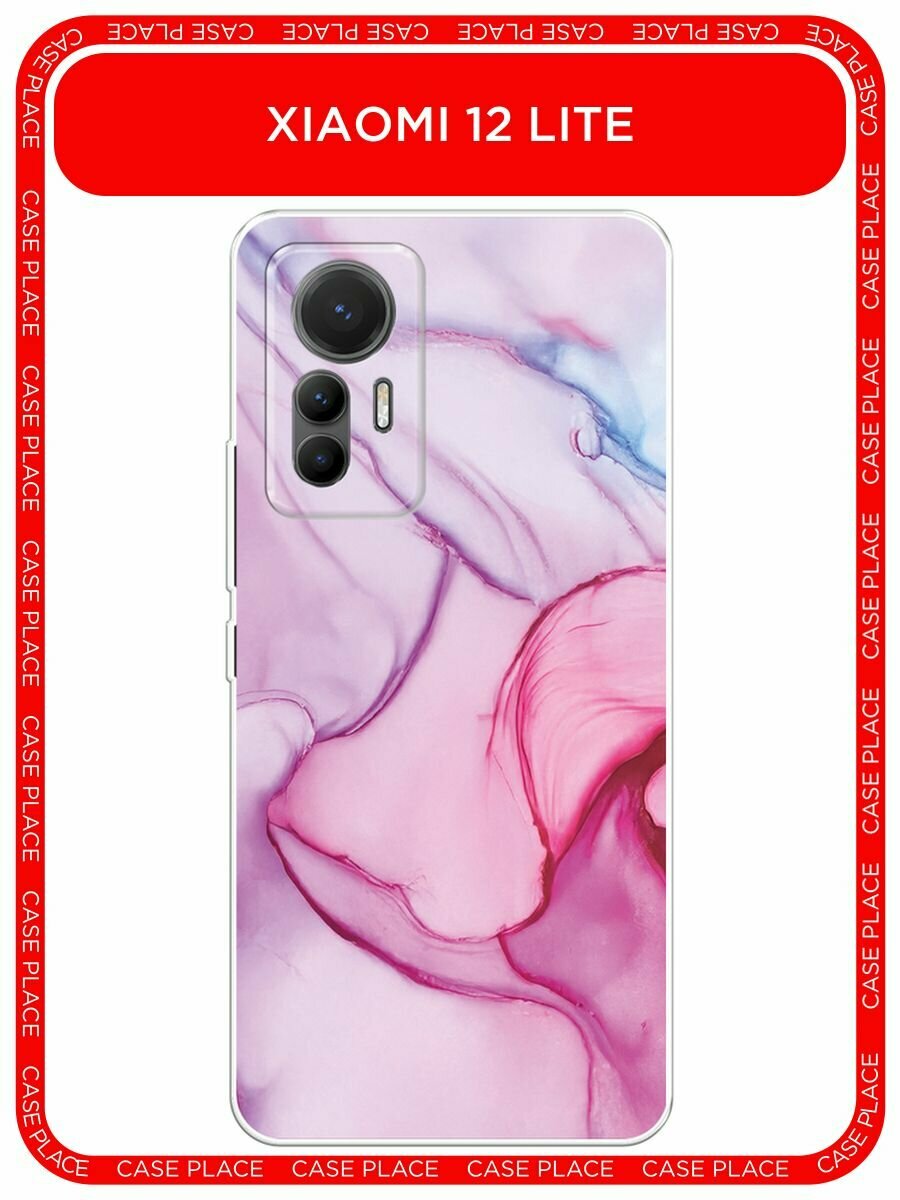 Чехол на Xiaomi 12 Lite / Сяоми 12 Лайт с принтом "Розовые мраморные разводы"