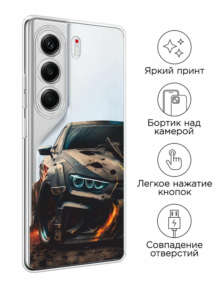 Чехол на Tecno Camon 40 Pro / Текно Камон 40 Про с принтом "На износ", прозрачный — фото 1