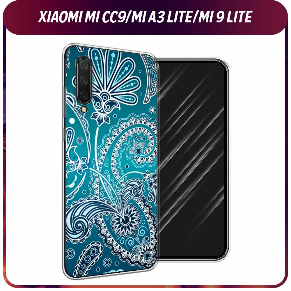 Чехол на Xiaomi Mi CC9/A3 Lite/9 Lite / Сяоми Mi CC9/A3 Lite/9 Lite с принтом "Узоры на синем"