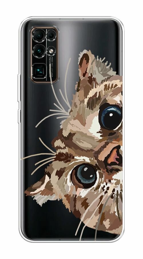 Чехол на Honor 30 / Хонор 30 с принтом "Любопытный кот", прозрачный