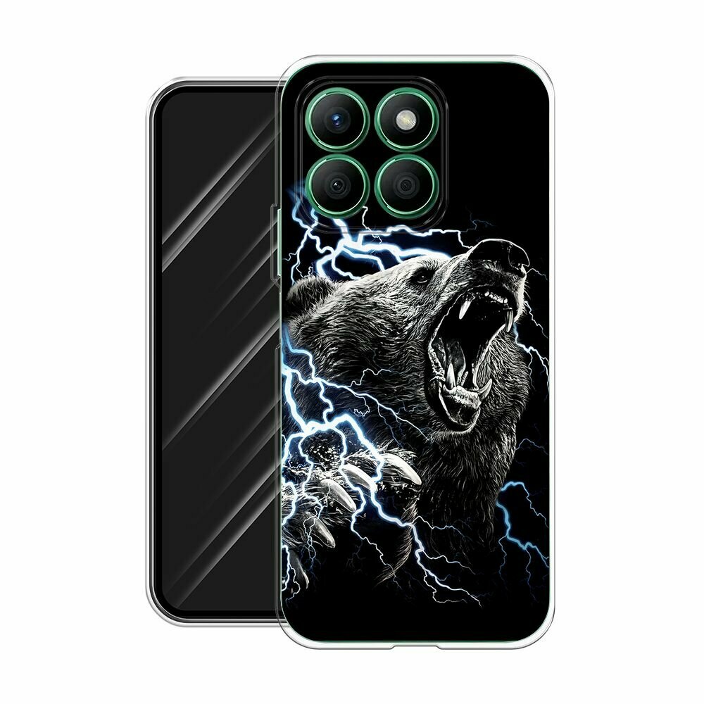 Силиконовый чехол на Honor X8B / Хонор X8B с принтом "Гроза и медведь" — фото 1