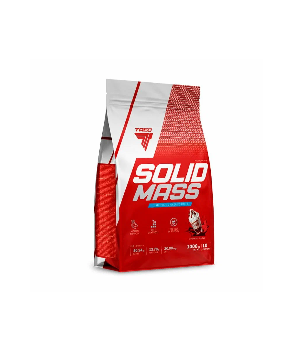Гейнер для набора массы, Trec Nutrition Solid Mass, 1 кг, вкус: клубника