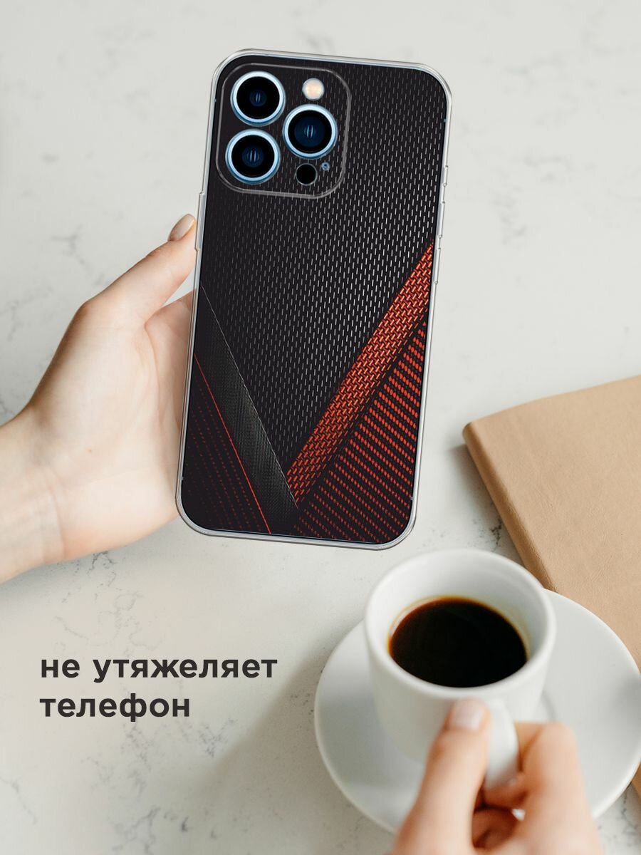 Чехол на Apple iPhone 13 Pro / Айфон 13 Про с принтом "Красный карбон" — фото 1