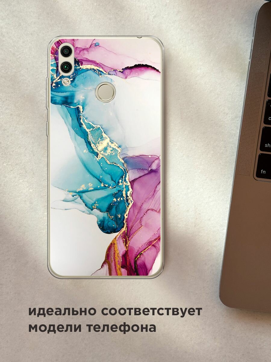 Чехол на Honor 8C / Хонор 8С с принтом "Розовые разводы рисунок" — фото 1