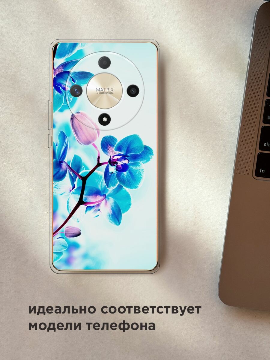 Силиконовый чехол на Honor X9b / Хонор X9B с принтом "Голубая орхидея" — фото 1