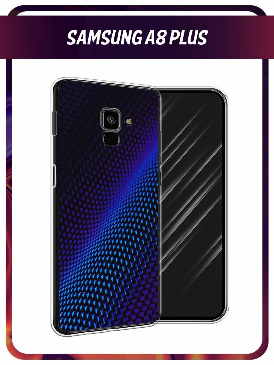 Чехол на Samsung Galaxy A8 + / Самсунг Галакси А8 Плюс 2018 с принтом "Синий карбон"