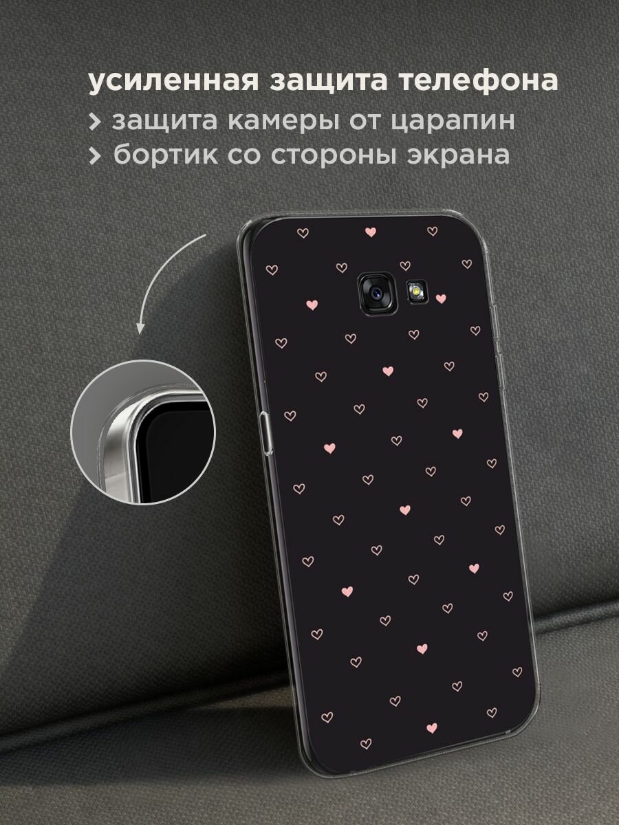 Чехол на Samsung Galaxy A7 2017 / Самсунг Галакси А7 2017 с принтом "Черный фон и сердечки" — фото 1