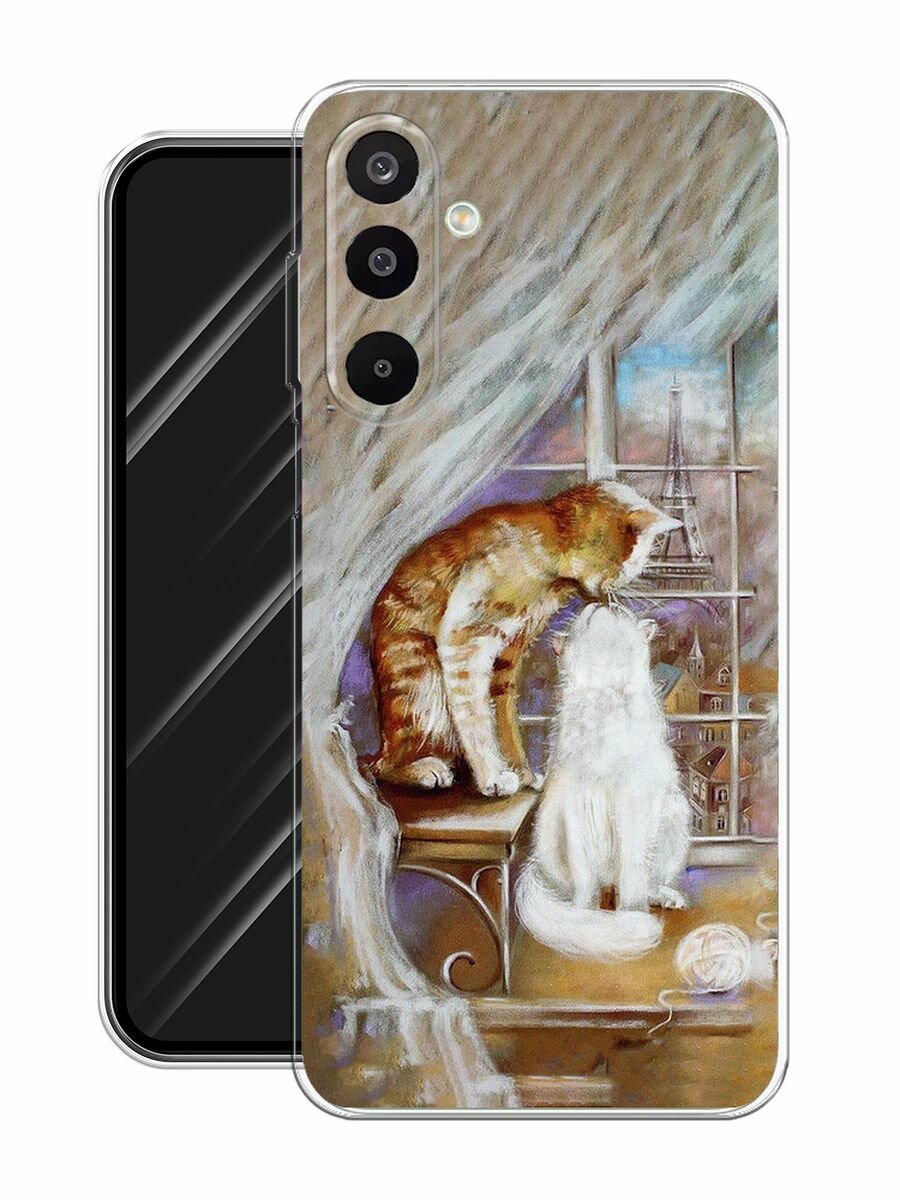 Чехол на Samsung Galaxy M16 / Самсунг Галакси М16 с принтом "Влюбленные котики 1" — фото 1