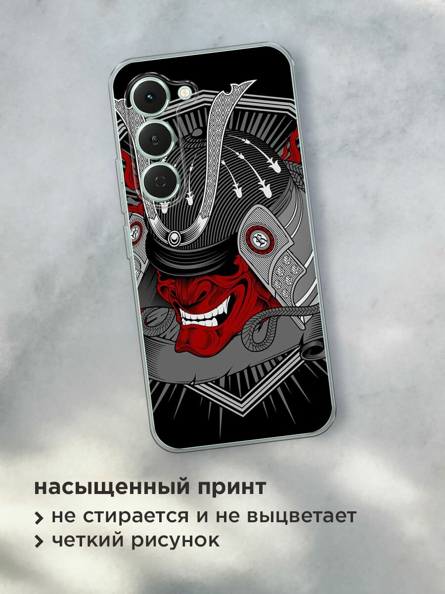 Чехол на Tecno Spark 40 Pro / Текно Спарк 40 Про с принтом "Красная маска самурая" — фото 1