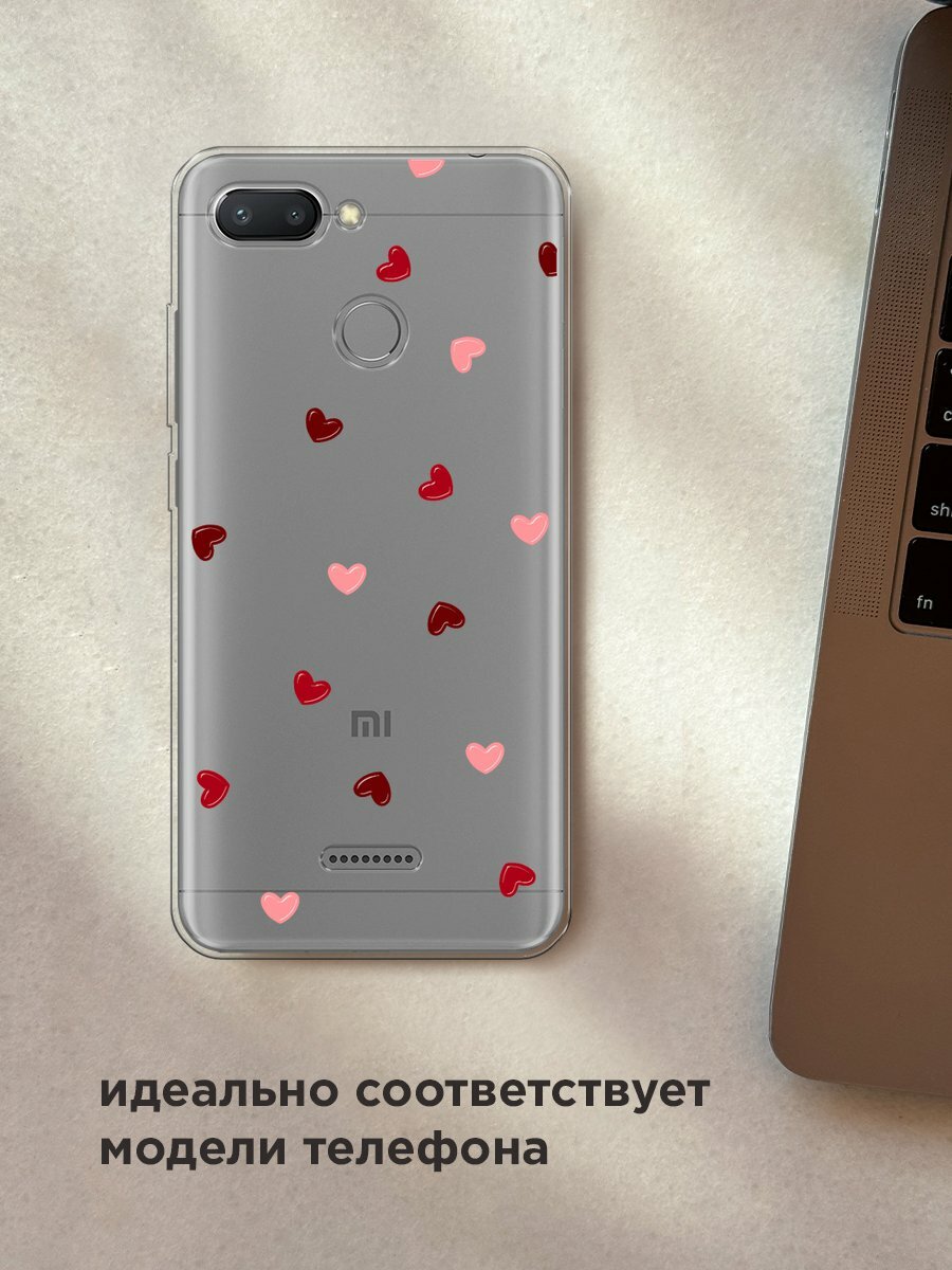 Чехол на Xiaomi Redmi 6 / Сяоми Редми 6 с принтом "Бордовые сердечки 2" — фото 1