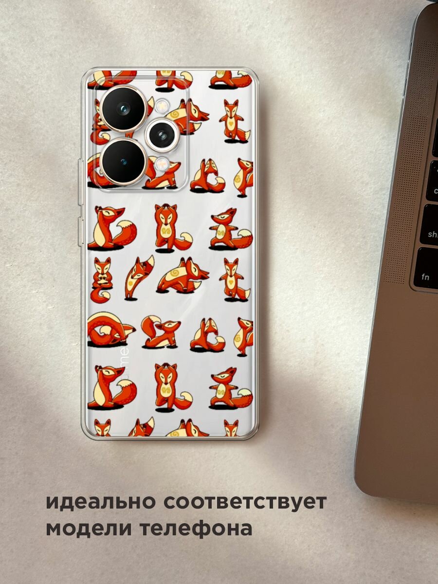 Чехол на Realme 15 Pro / Реалми 15 Про с принтом "Йога для лисы", прозрачный — фото 1