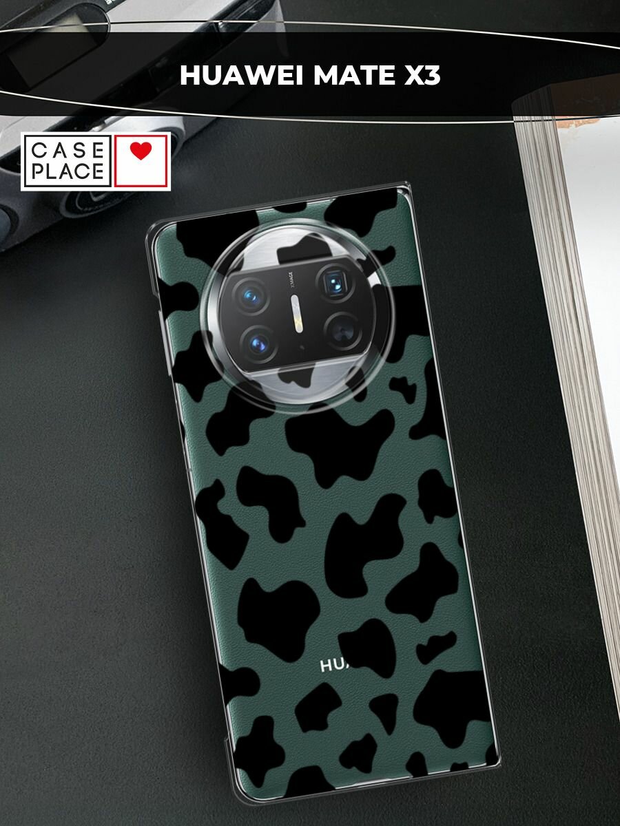 Чехол на Huawei Mate X3 / Хуавей Мейт X3 С с принтом "Черные пятна коровы", прозрачный